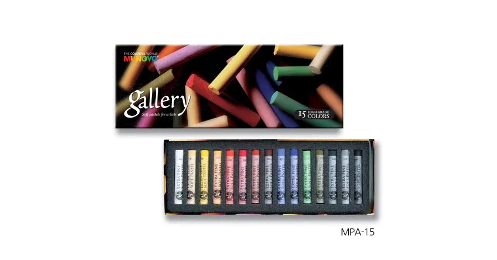 Artist finompasztell szett 15 szín Mungyo MPA15 - Porpasztell